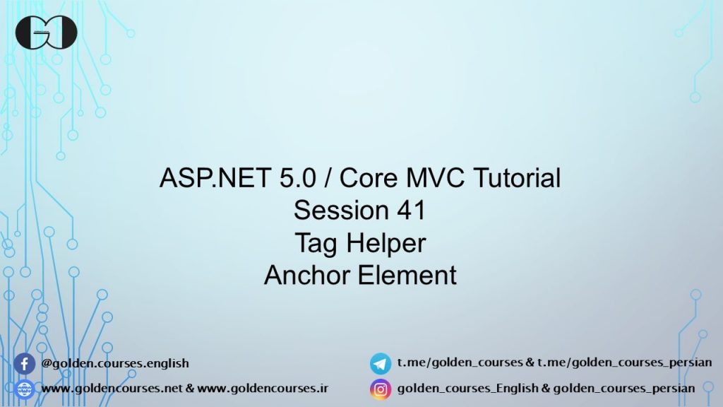 Tag Helper in Anchor Element - Session 41 - Golden Courses